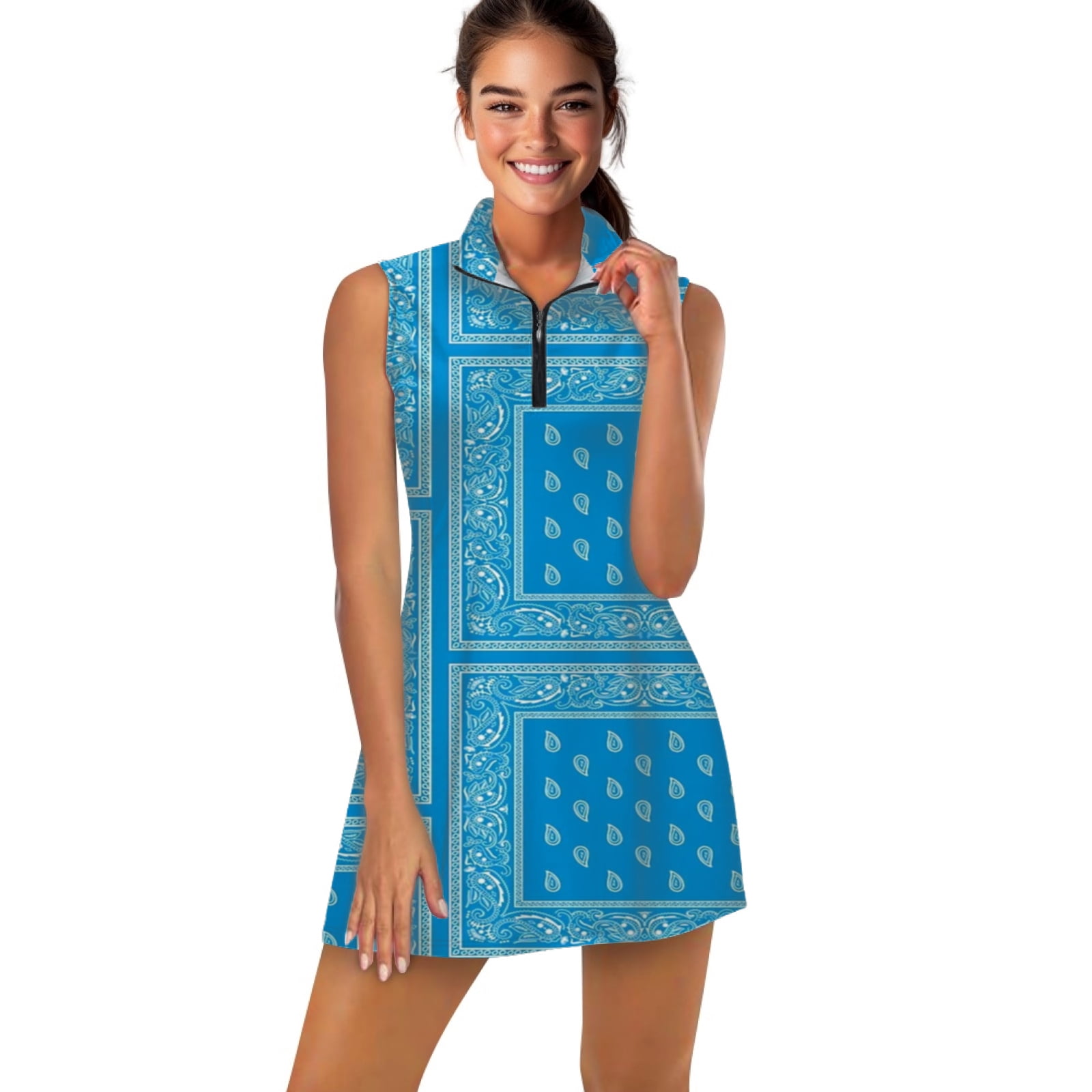 Light Blue Bandana Sports Dresses Women Tennis Dress with Separate ...