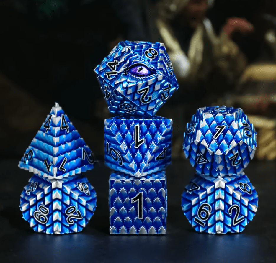 Light Blue Basilisk's Gaze | Metal DnD Dice Set | Dungeons & Dragons ...