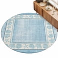 Light Blue Beach Area Rugs 3' (Round) Coastal Summer Starfish Shell ...