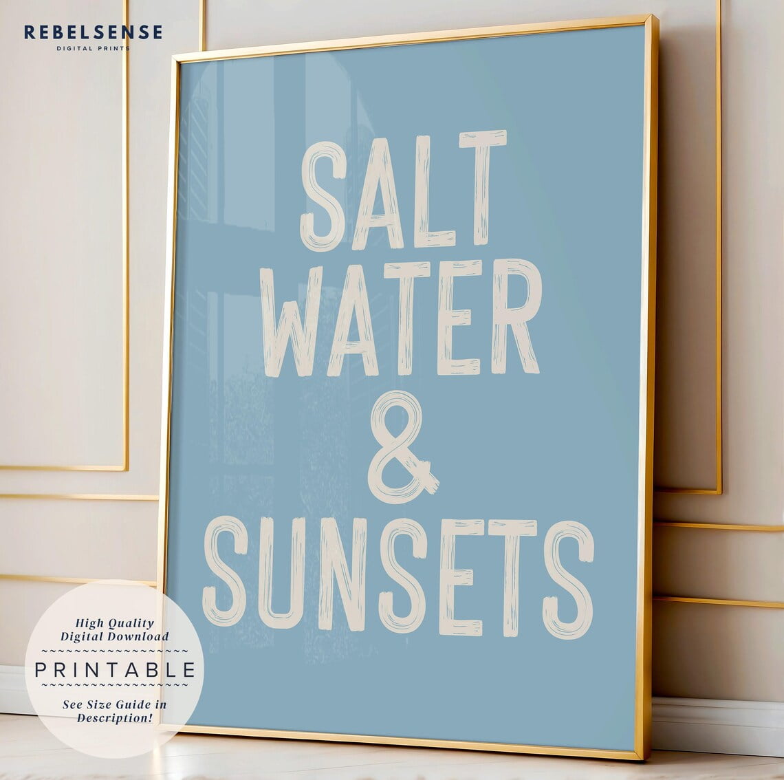 Light Blue Beachy Print, Blue Coastal Aesthetic Print, College Dorm ...