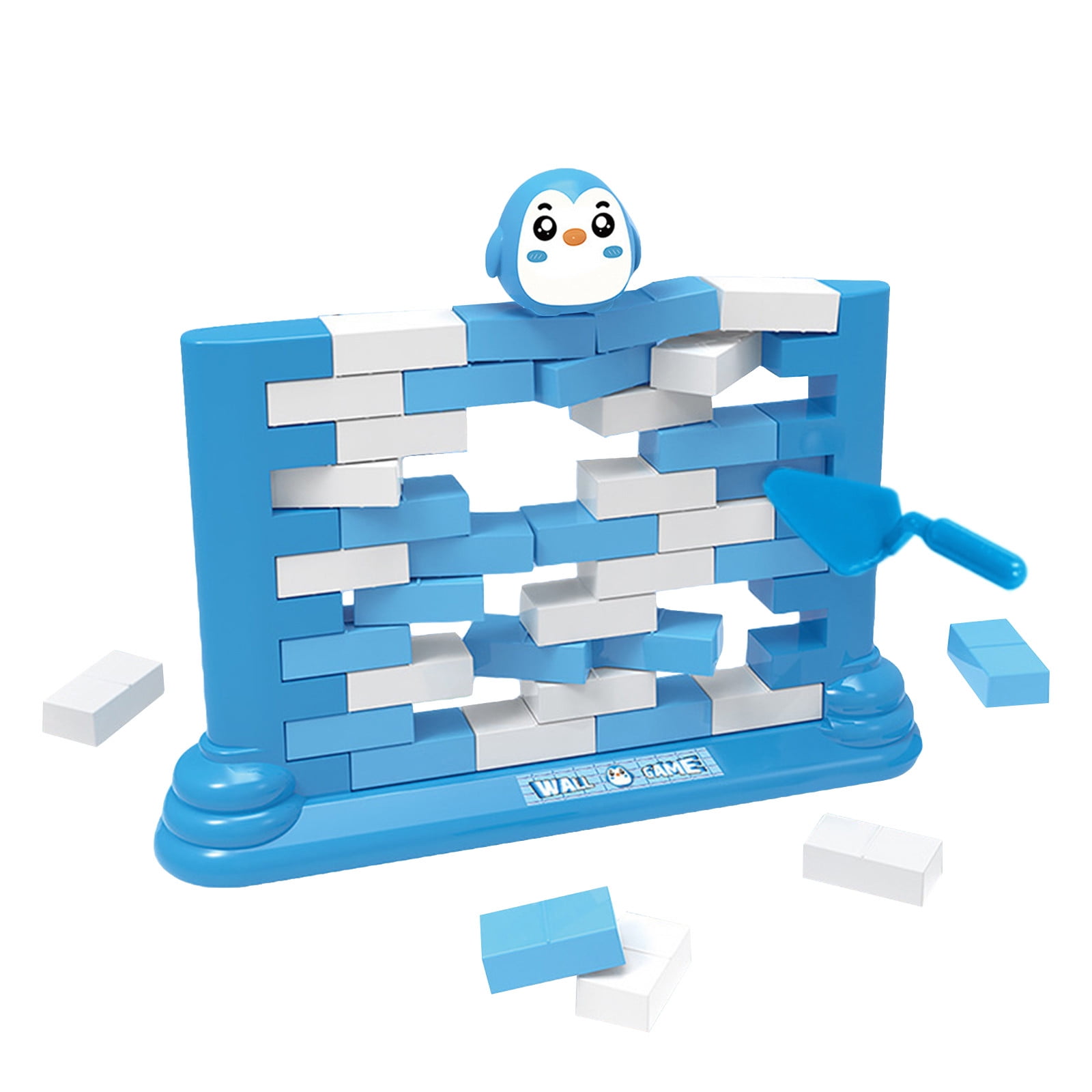Light Blue Building Blocks Push Wall Game Toy For Kids Penguin Theme ...