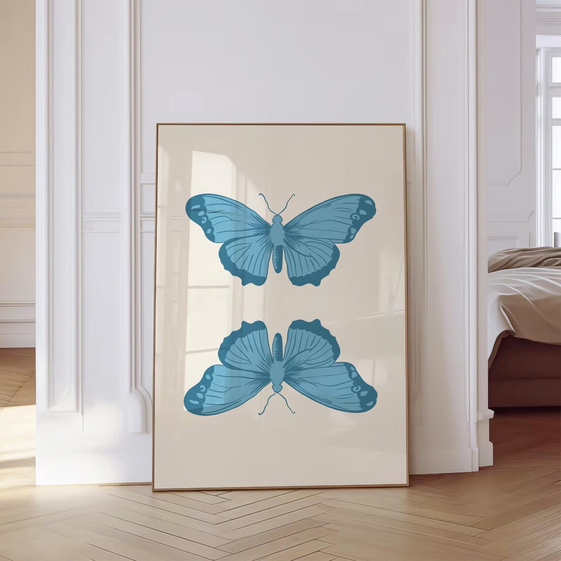 Light Blue Butterfly Wall Art Print Trendy Preppy Room Decor Boho Wall ...