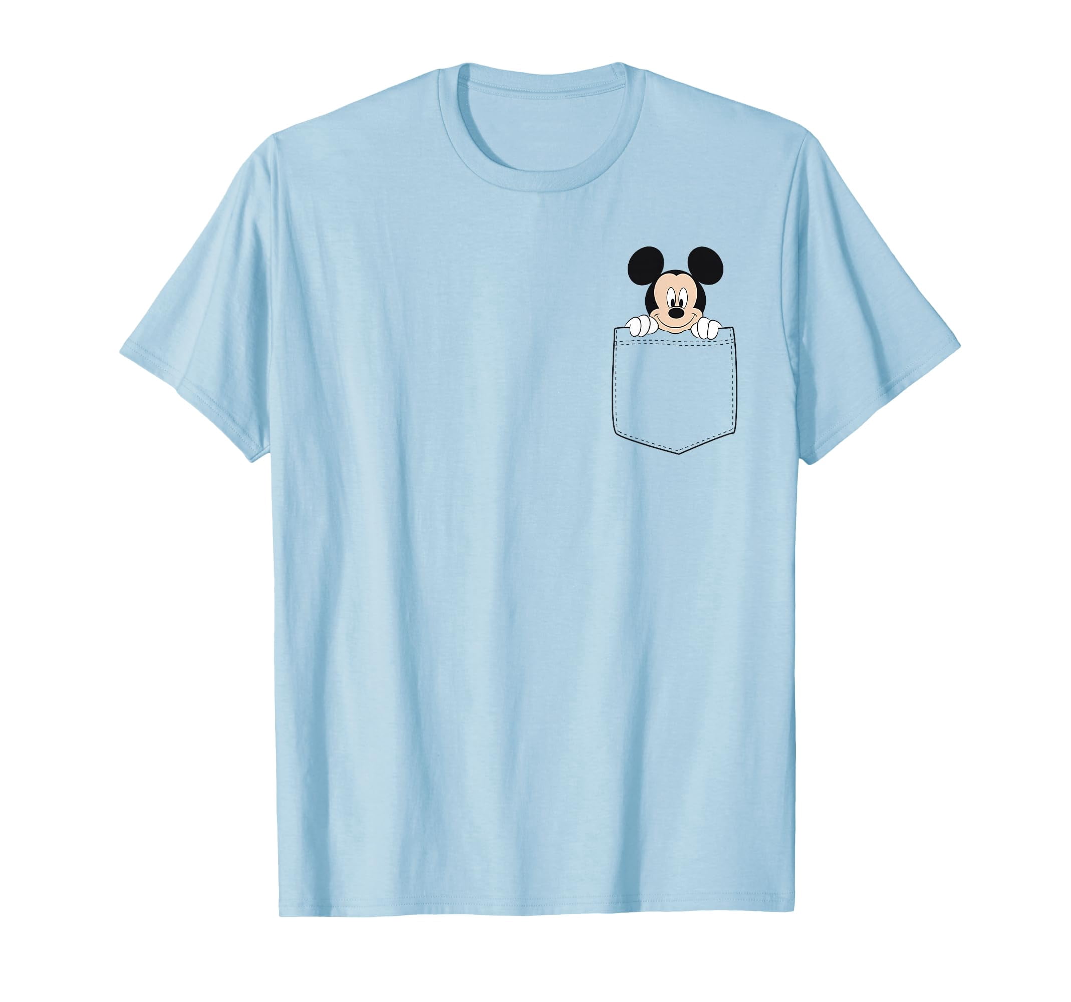 Light Blue Cartoon Mouse Pocket Design T-Shirt for Comfortable Everyday ...