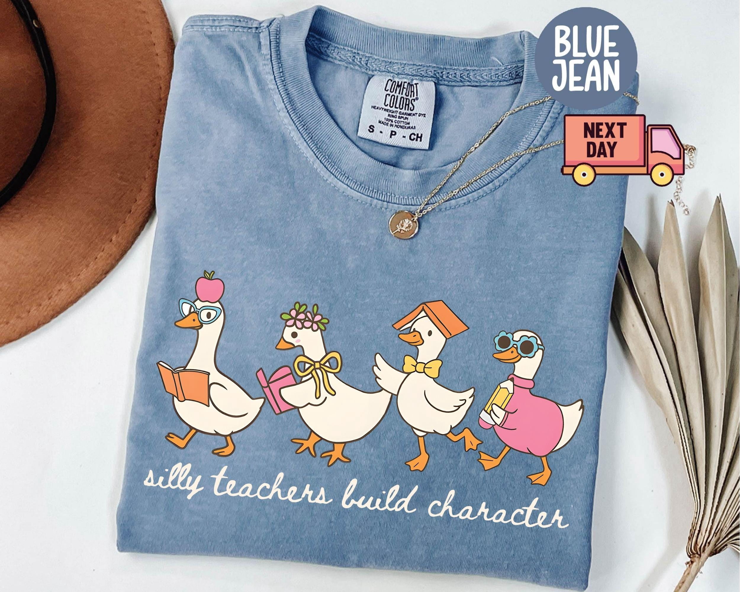 Light Blue Cartoon Teacher Ducks Comfort Colors Silly Teacher Goose ...