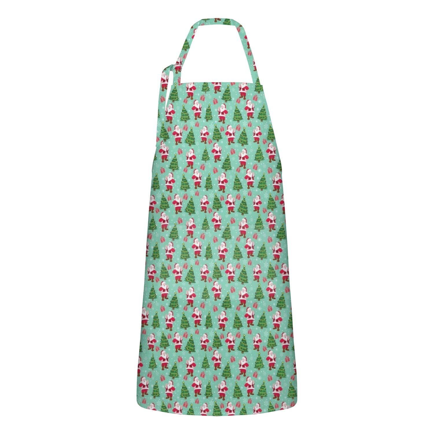 Light Blue Christmas Santa and Tree Apron-Garden Aprons for Women with ...