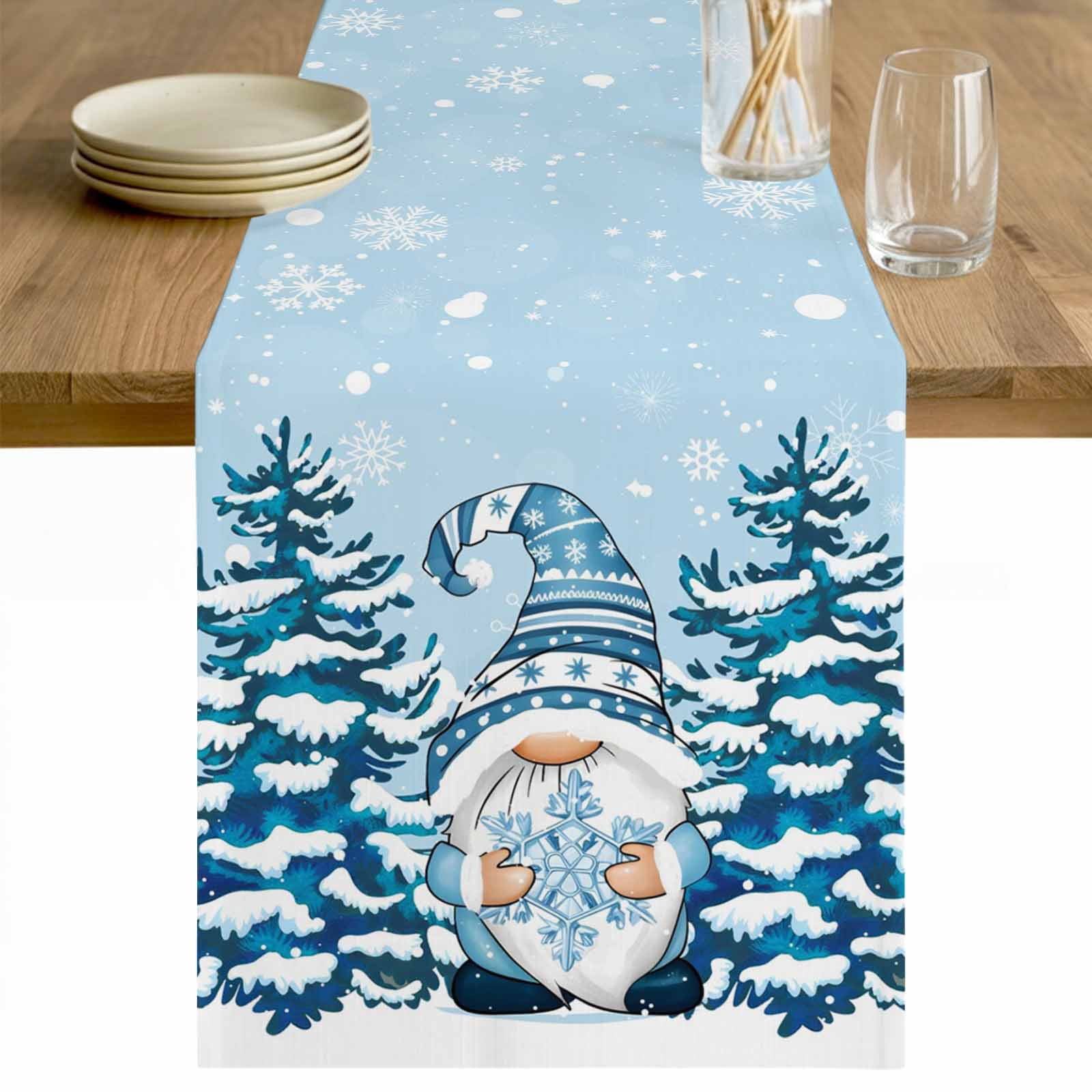 Light Blue Christmas Table Runner 120 Inches Long Farmhouse Dress ...
