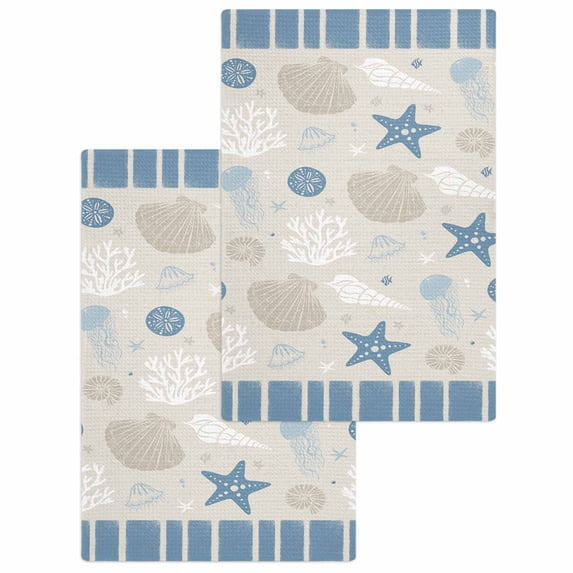 Light Blue Coastal Kitchen Dish Towels for Drying Dishes Set of 2 ...