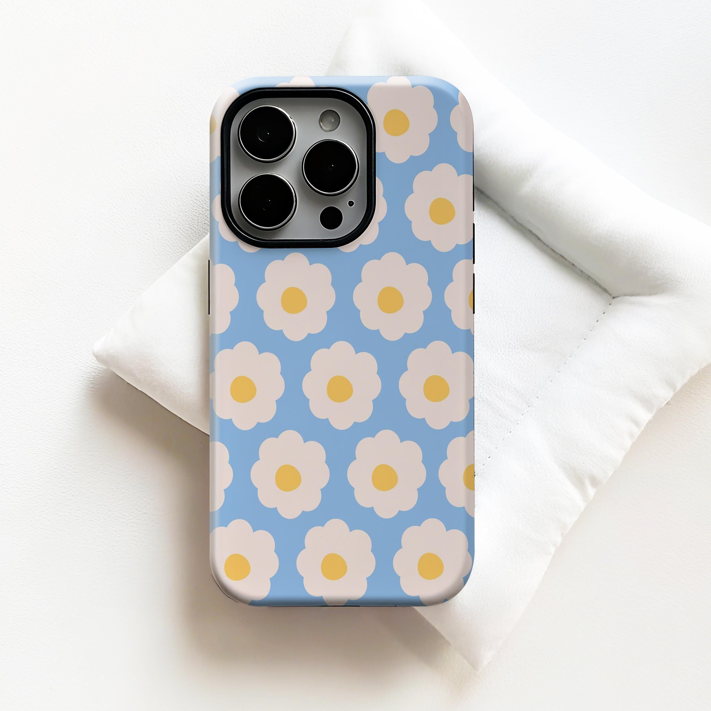 Light Blue Daisy Flowers Retro Boho Phone Case with iPhone 17 to 11 Pro ...