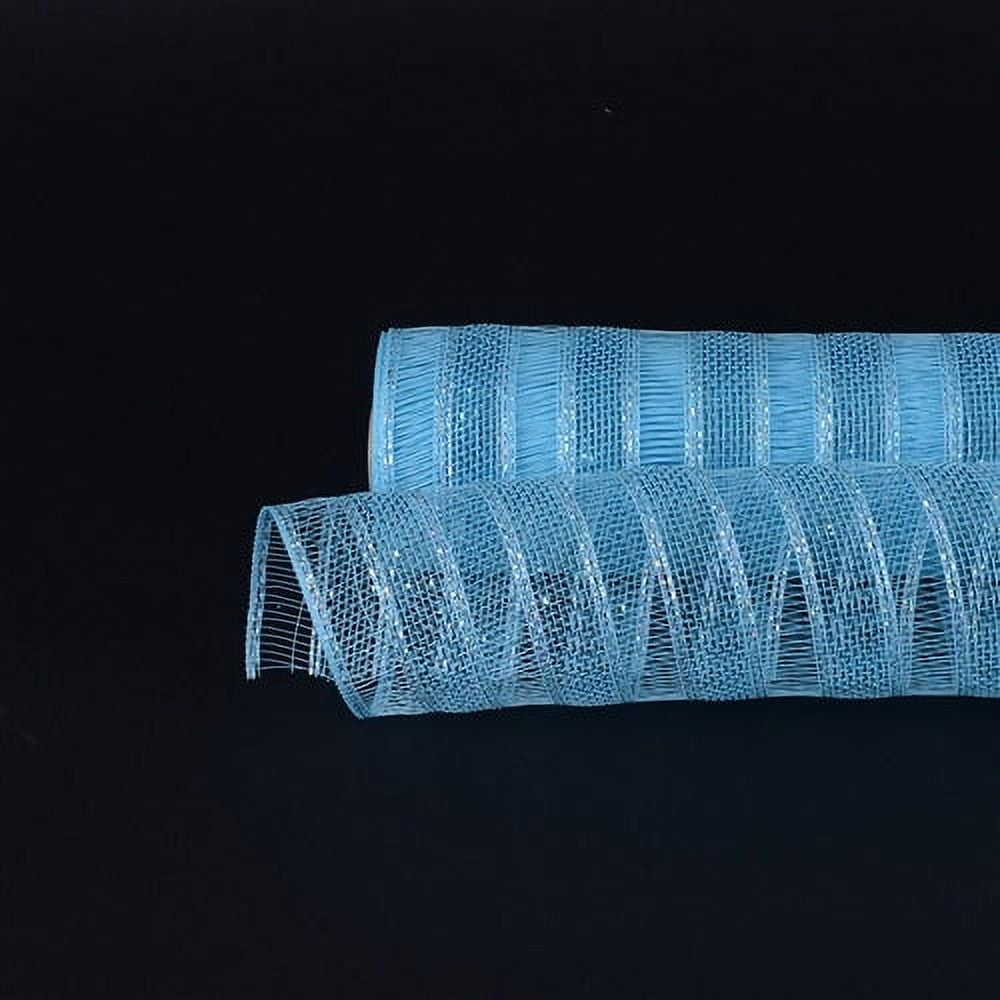 Light Blue - Deco Mesh Eyelash Metallic Stripes - (21 Inch x 10 Yards ...