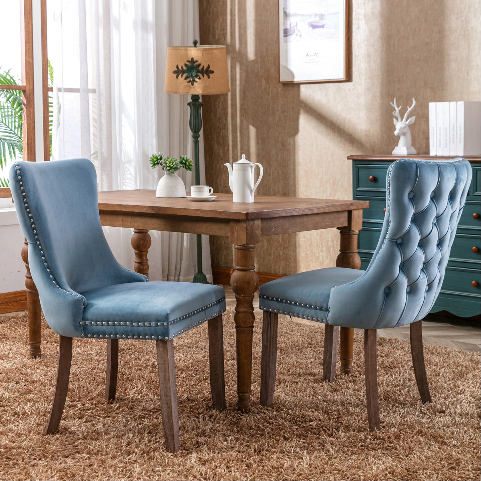 Light Blue Dining Chairs, Strong Back Support / Fit Well in Dining Room ...