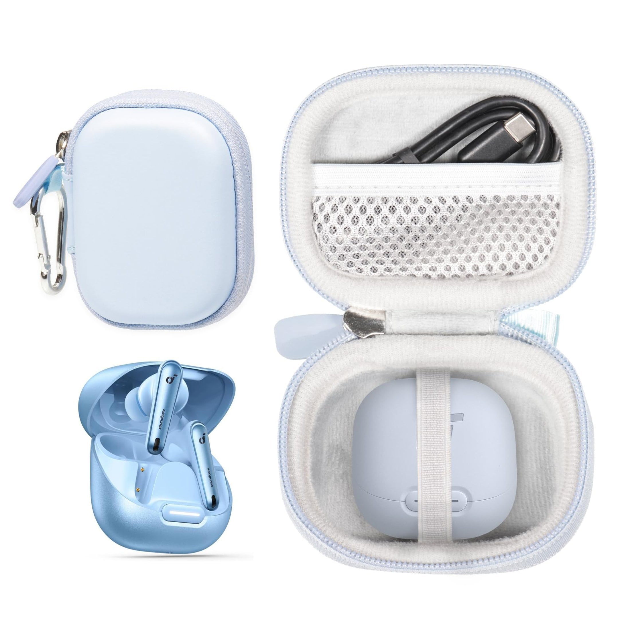 Light Blue Earbuds Case for Anker Liberty 4 NC Wireless Earbuds ...