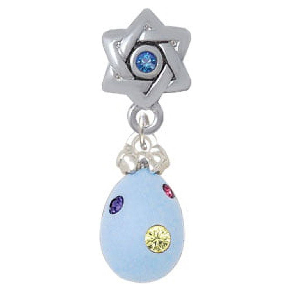 Light Blue Easter Egg with Multicolored Crystal Dots - Star of David ...