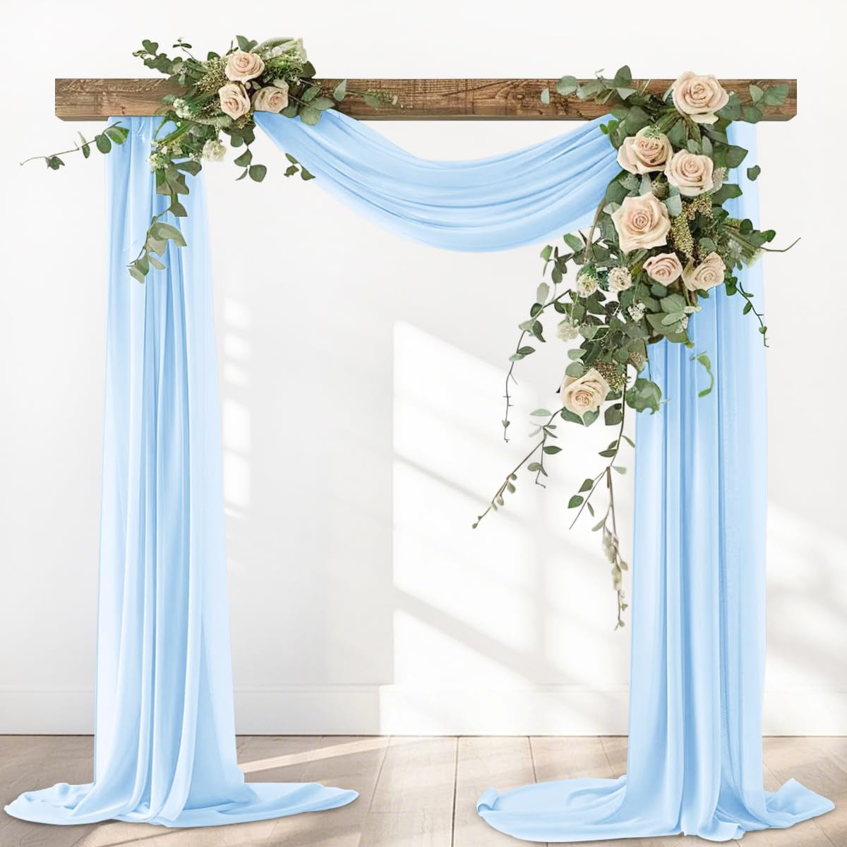 Light Blue Elegant Arch Draping Fabric Outdoor 1 Panel 29" x 20Ft Sheer ...