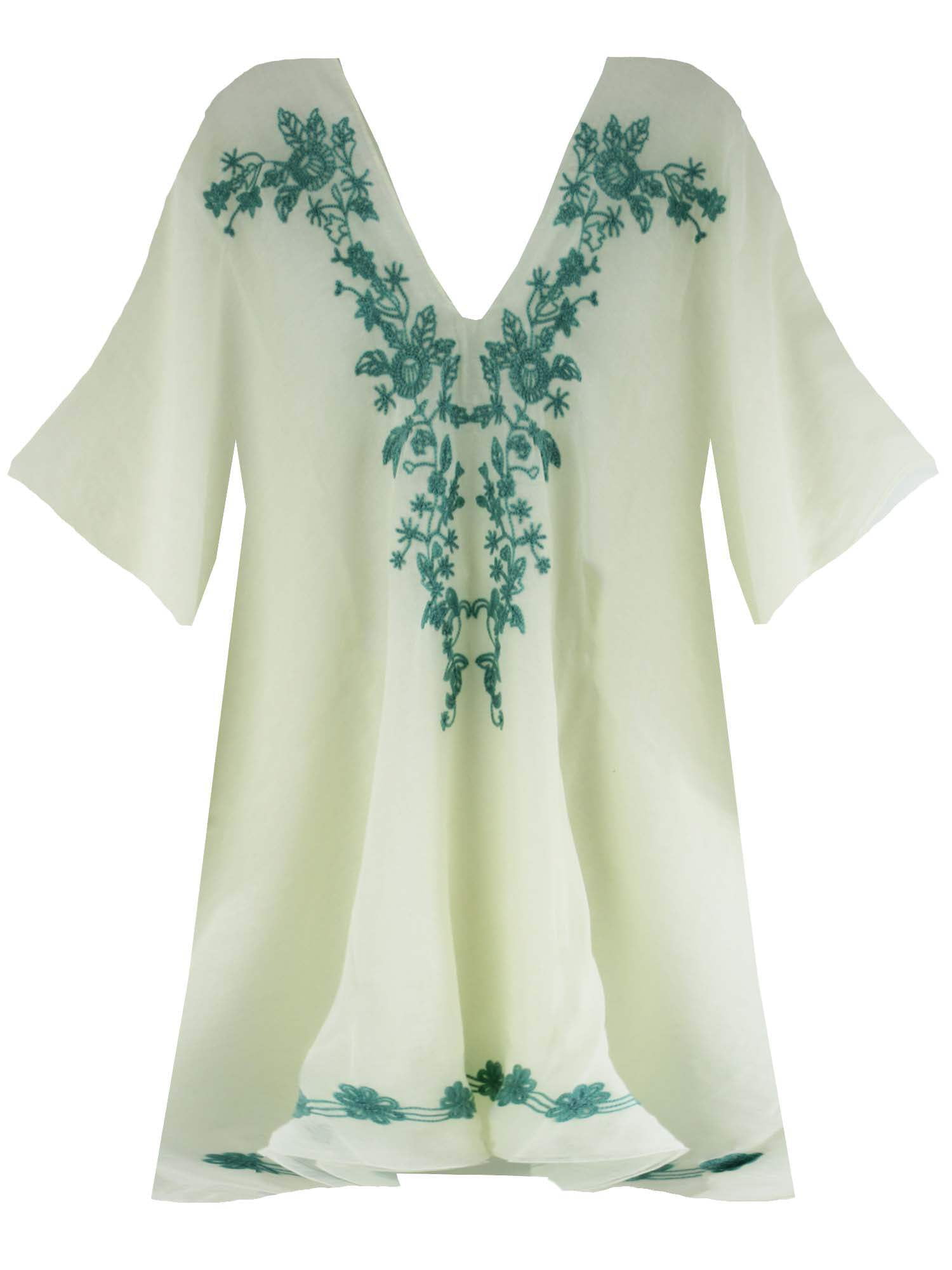Light Blue Embroidered Sheer White Beach Cover Up Tunic Top - Walmart.com