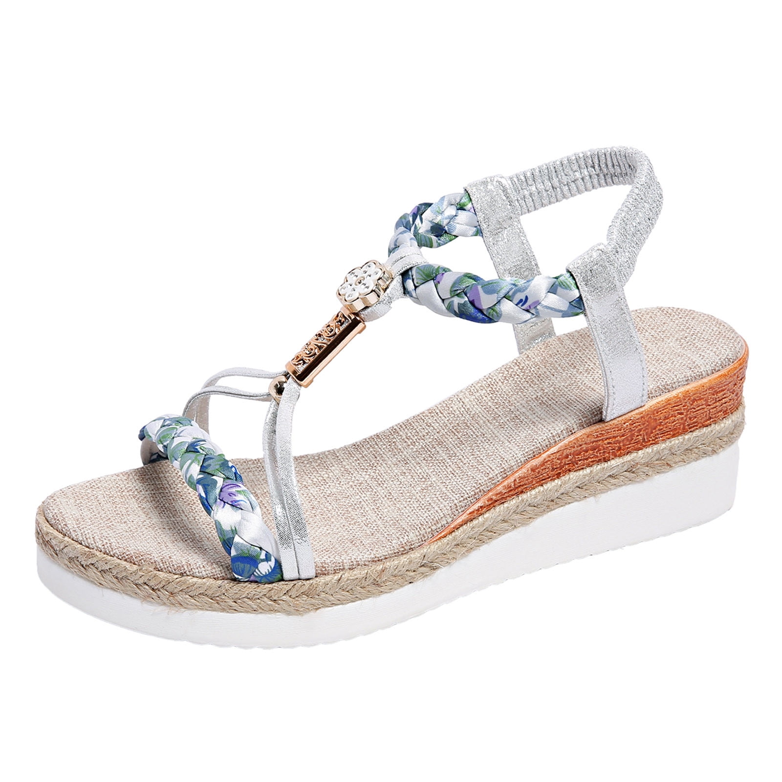 Light Blue Feminine Relaxed Sandals With Round Toe And 2.4 Inch Heel ...