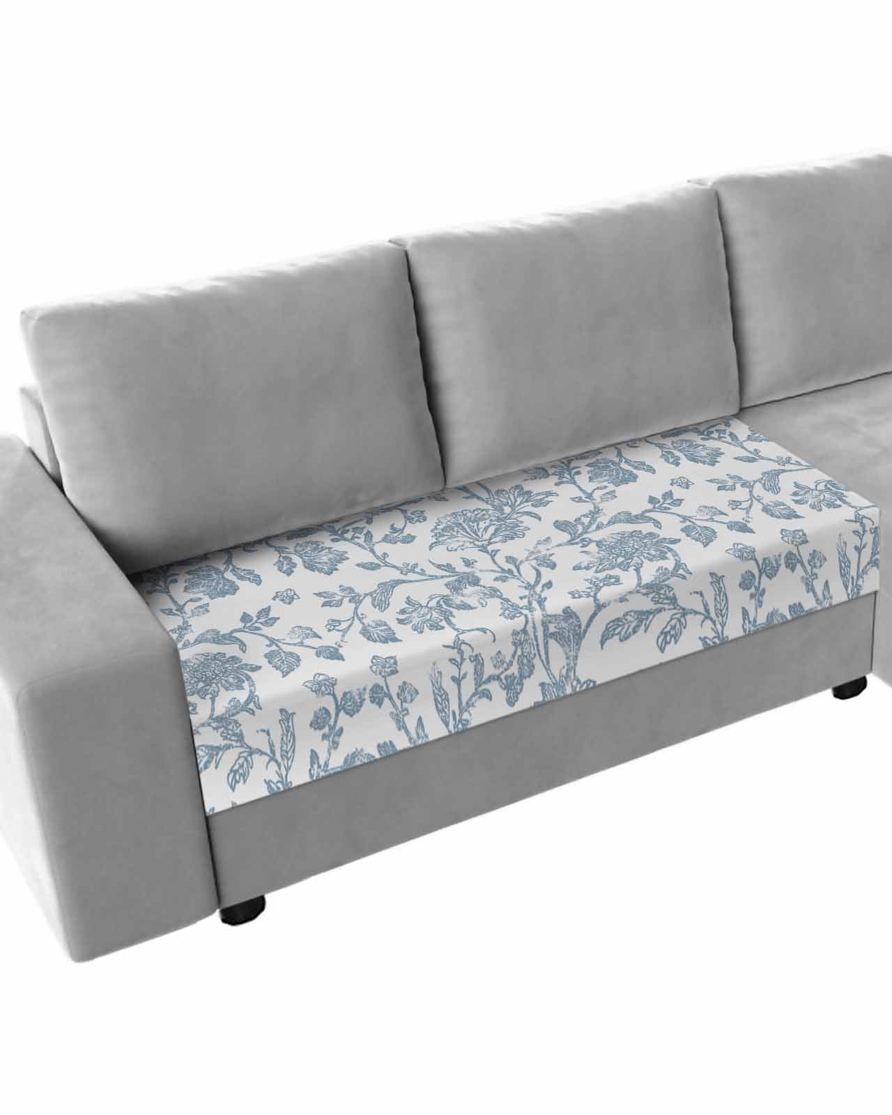 Light Blue Flower Sofa Couch Cushion Covers Washable, Removable ...