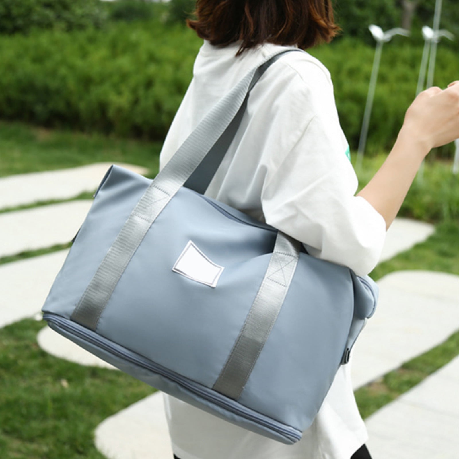 Light Blue Foldable Travel Bag With Dry Wet Separation Large Capacity ...