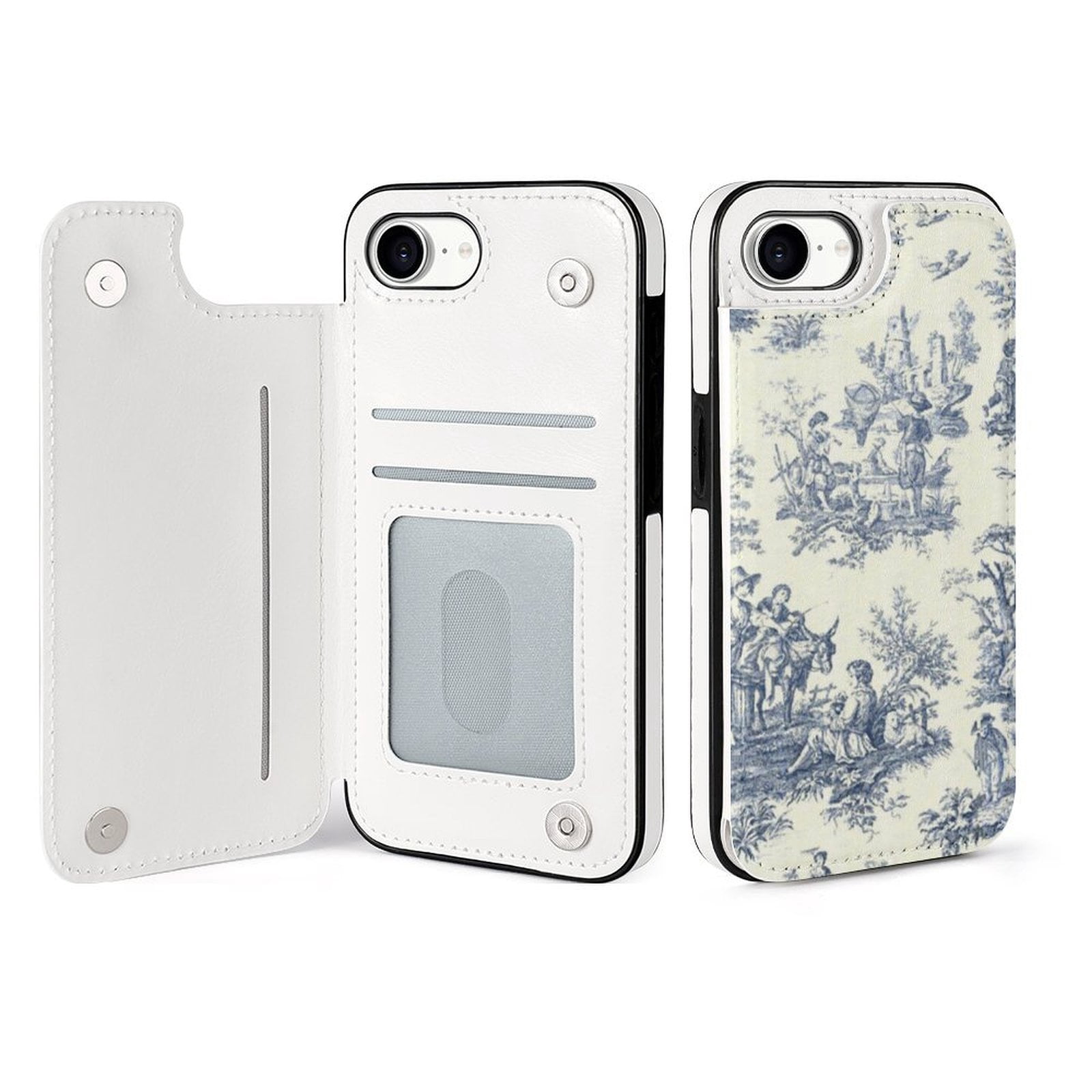 Light Blue French Leather Wallet Case for iPhone 16 Pro Max 16E 16SE4 ...