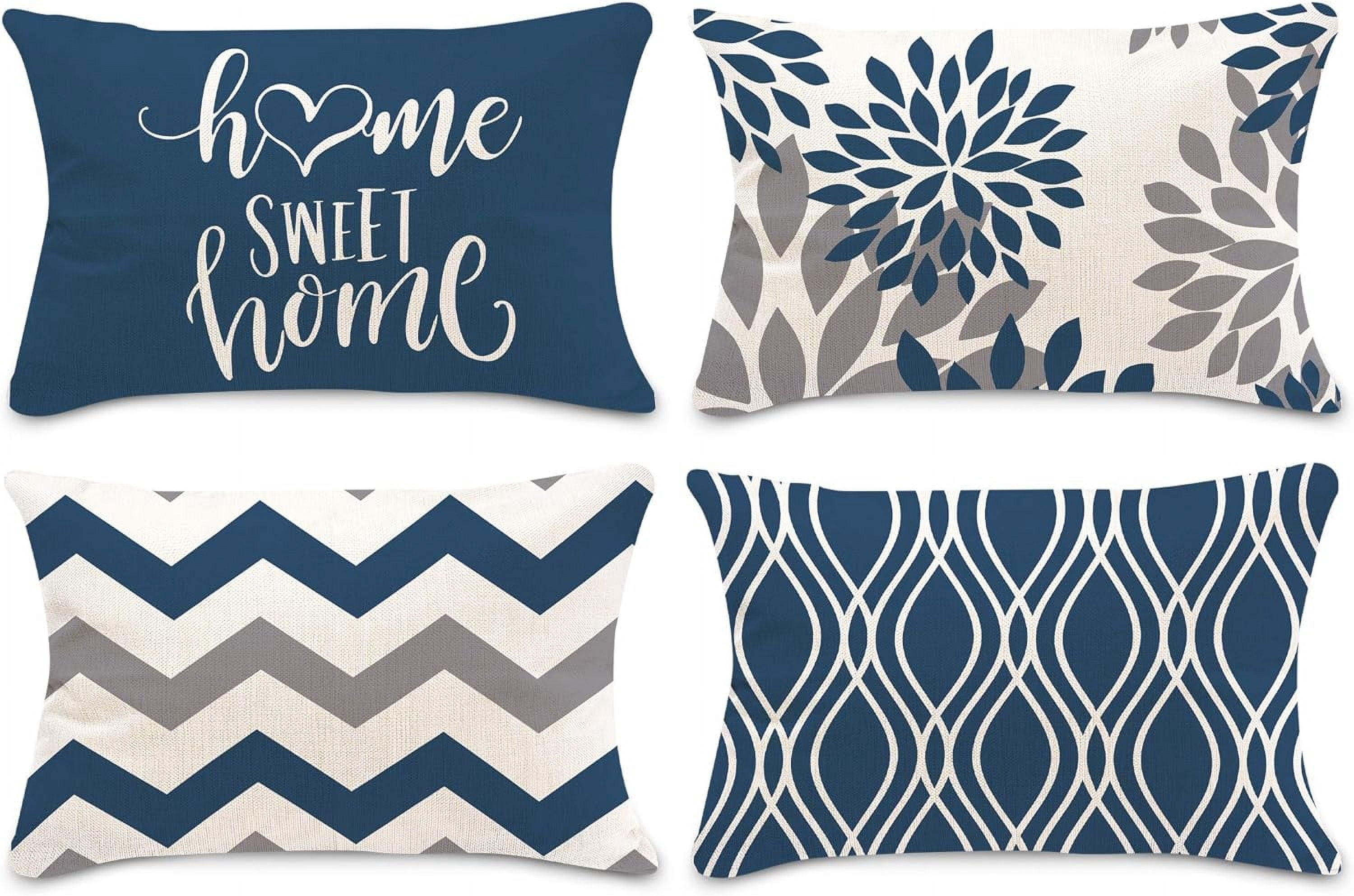 Light Blue Geometric Pillow Covers 12x20 Set of 4,Decorative Throw ...