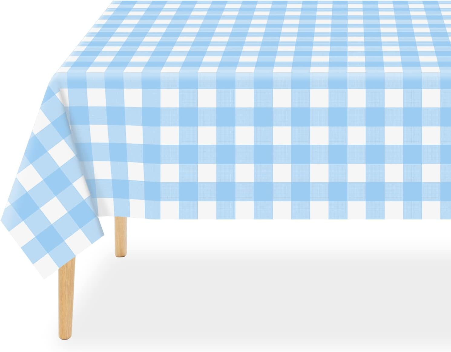 Light Blue Gingham Disposable Tablecloth 12 Pack, 54 x 108 Inch Blue ...
