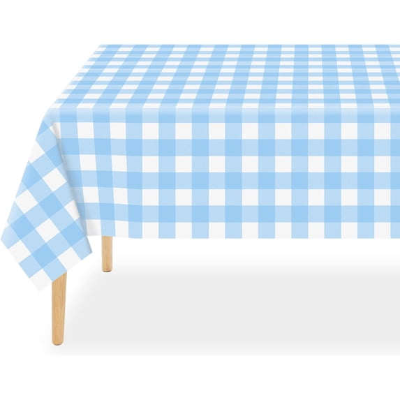 Light Blue Gingham Disposable Tablecloth 12 Pack, 54 x 108 Inch Blue ...