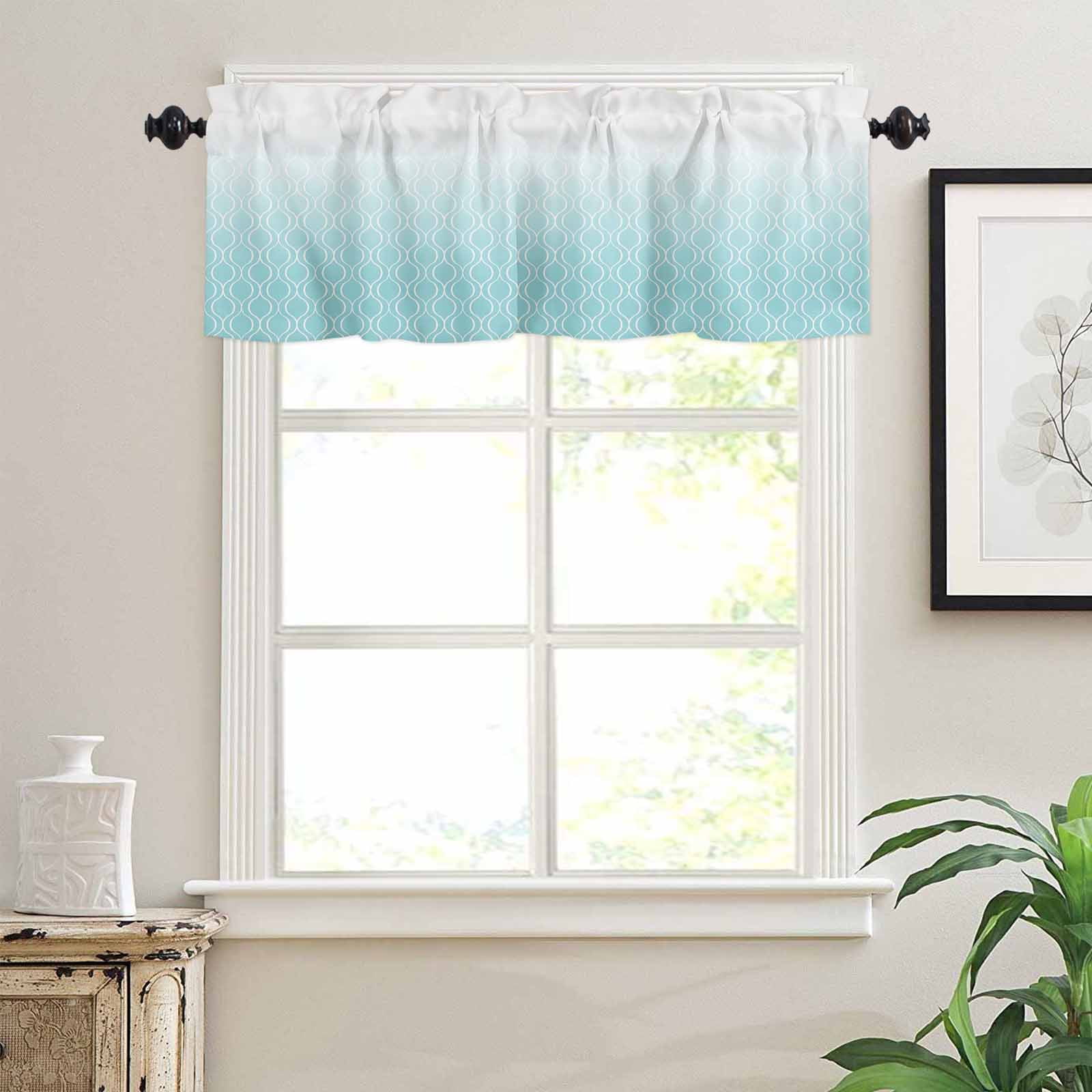 Light Blue Gradient Window Valances for Kitchen, Abstract Modern Line ...