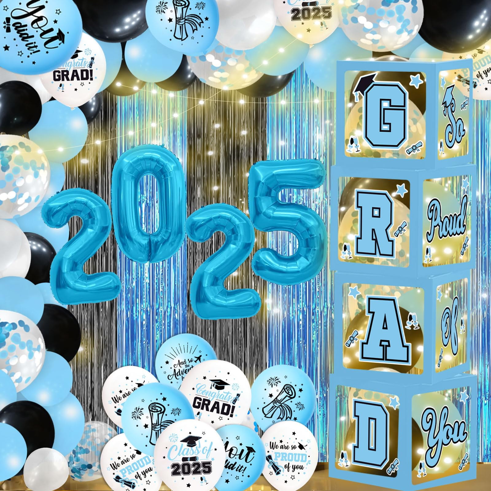 Light Blue Graduation Balloon RRF12 Boxes 2025 with Led Light ...