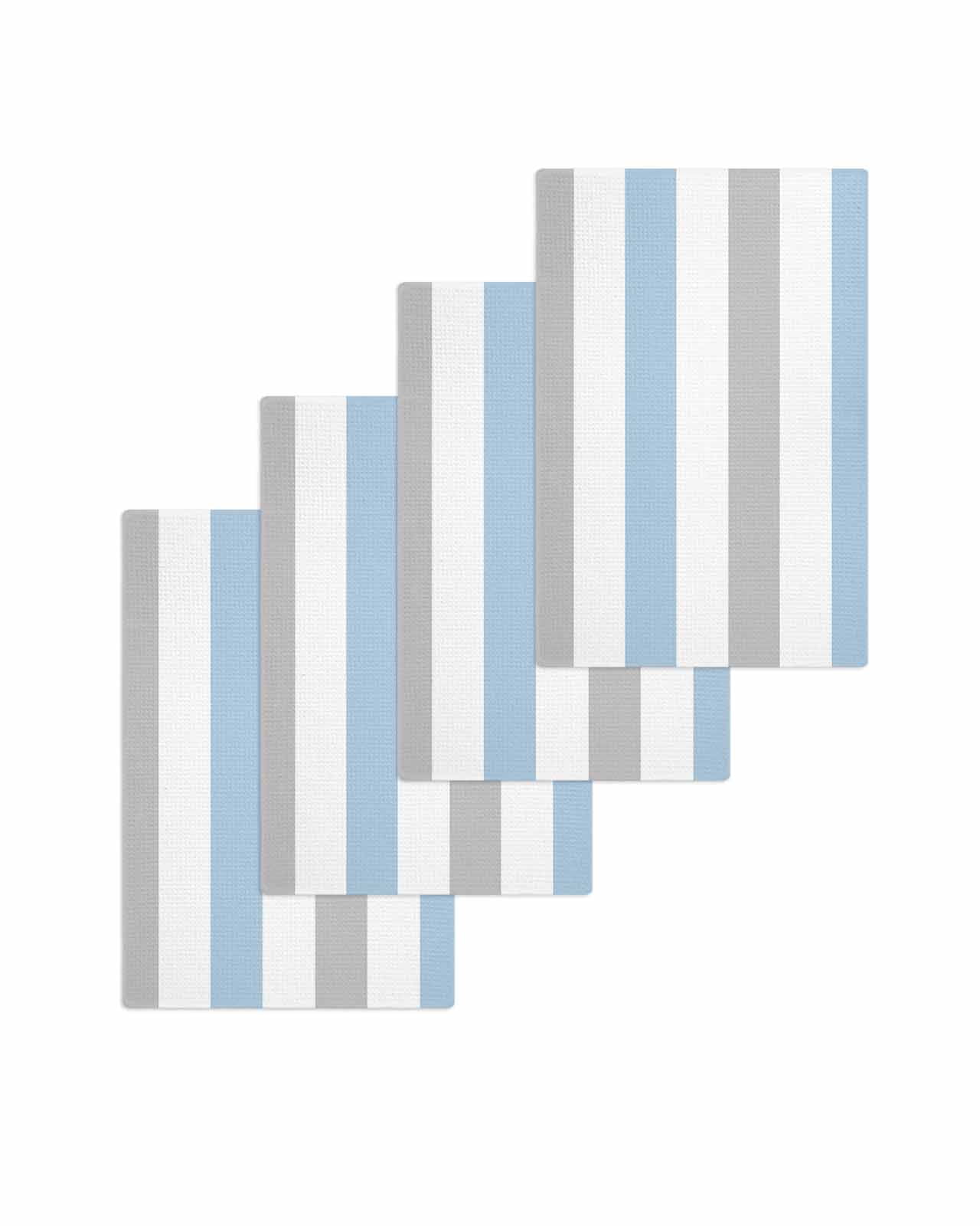 Light Blue Grey Stripe Kitchen Dish Towels for Drying Dishes Set of 4 ...