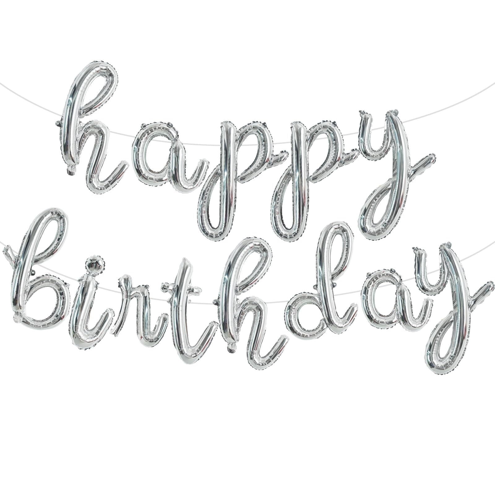 Light Blue Happy Birthday Balloons Banner,Cursive Happy Birthday ...