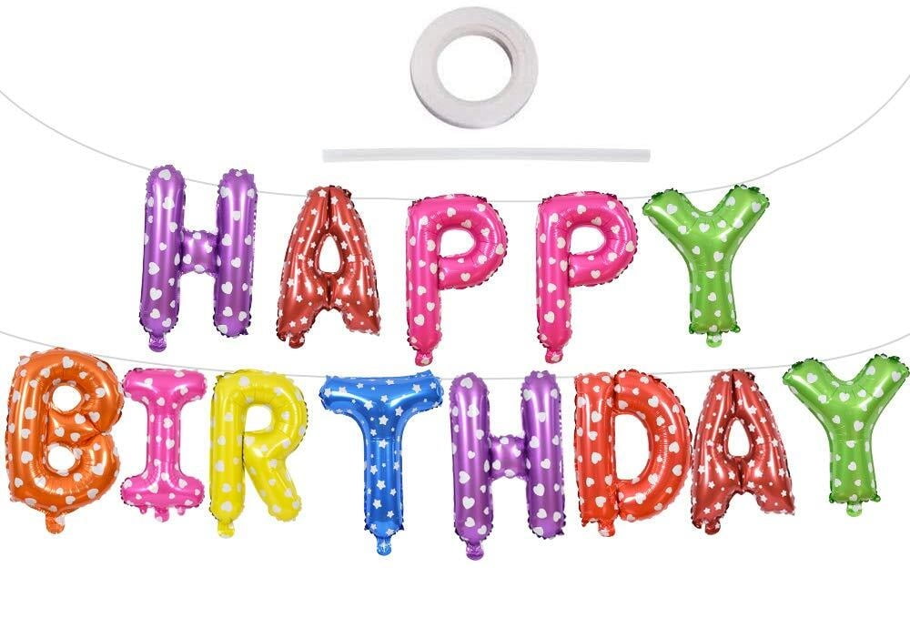 Light Blue Happy Birthday Balloons Banner,Cursive Happy Birthday ...