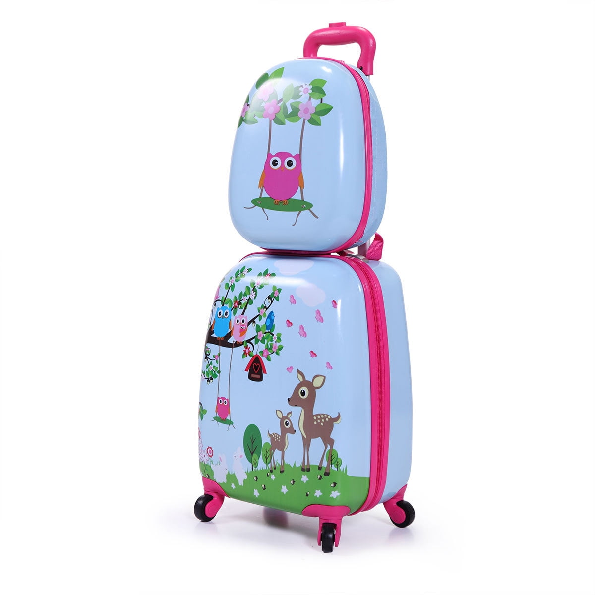 Light Blue Kids Travel Luggage Set with Adorable Animal Patterns ...