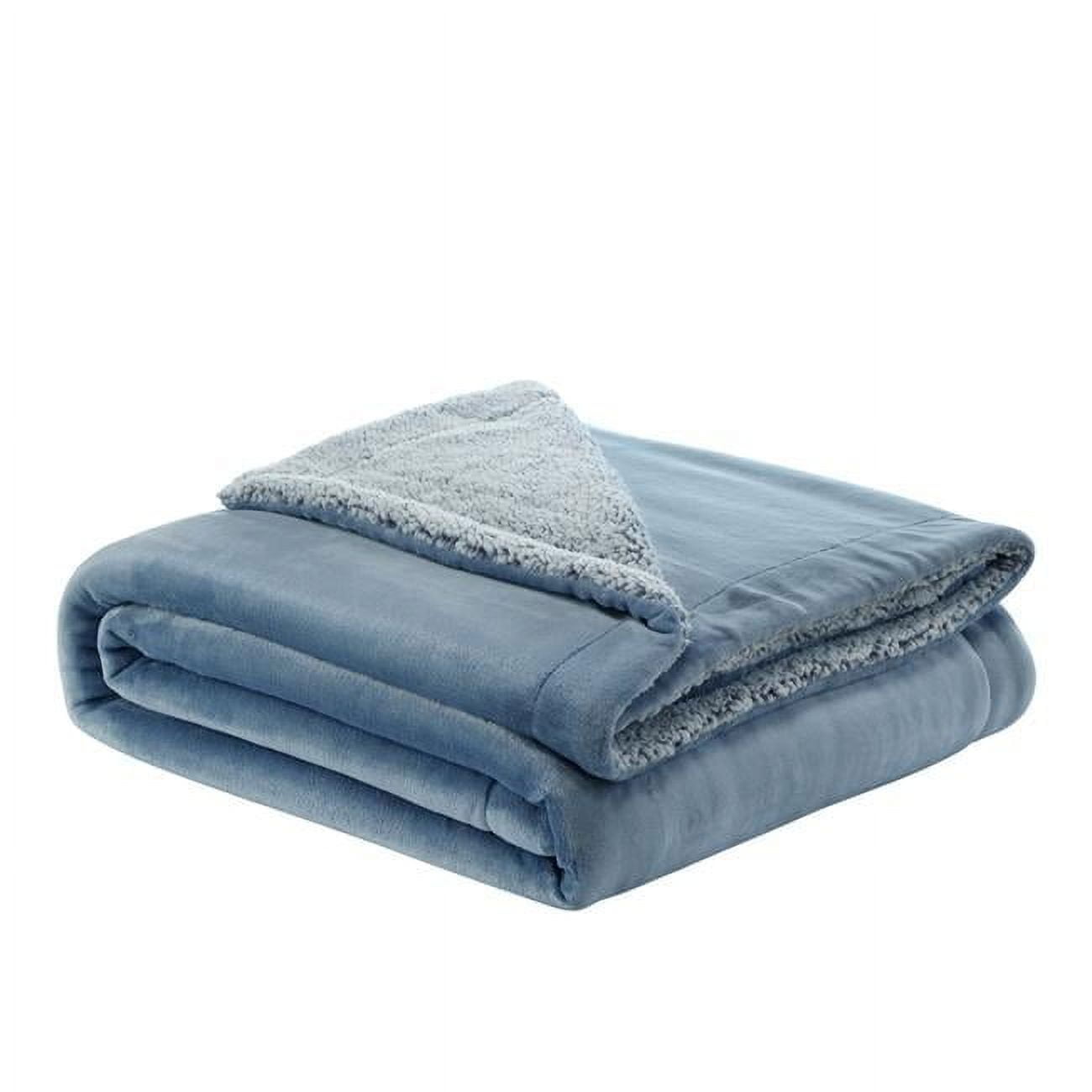 Light Blue Knitted Polyester Solid Plush Throw Blanket - Walmart.com