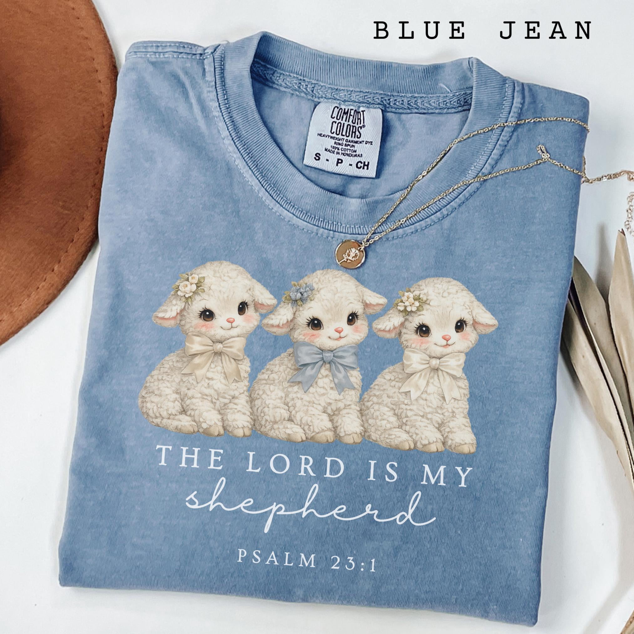 Light Blue Lambs Floral Comfort Colors T-Shirt for Easter Celebration ...