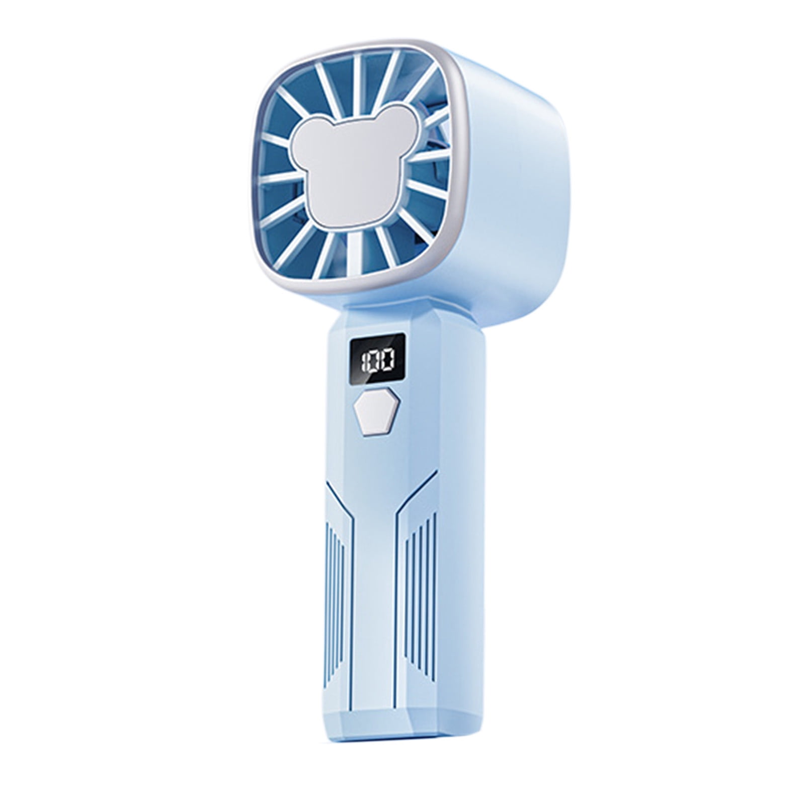 Light Blue Light Blue Mini Fan With Digital Battery Display 3 Speed ...