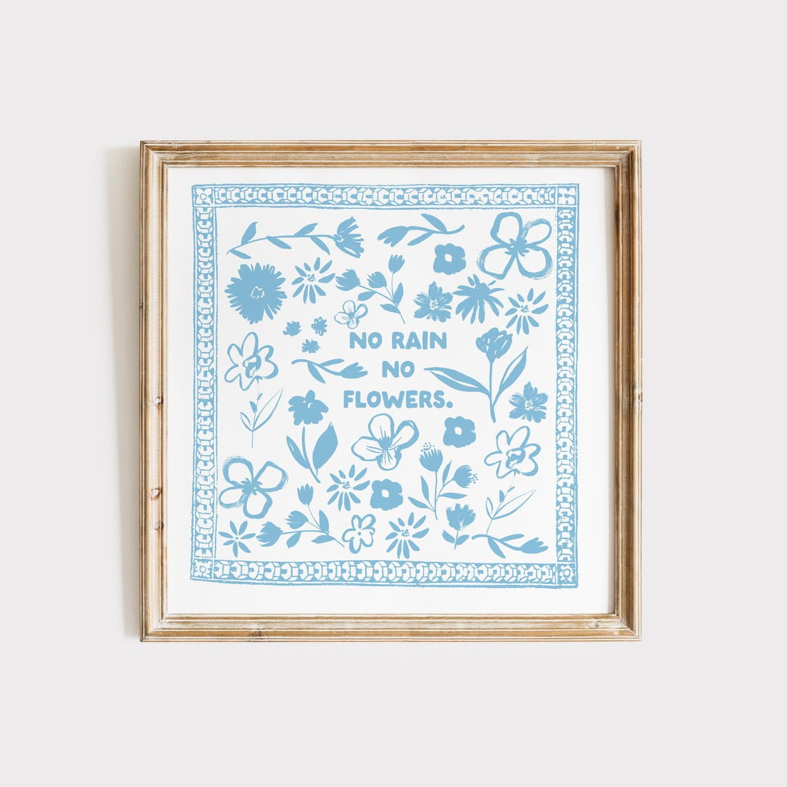 Light Blue No Rain No Flowers Square Print, Instant Kitchen, Living ...