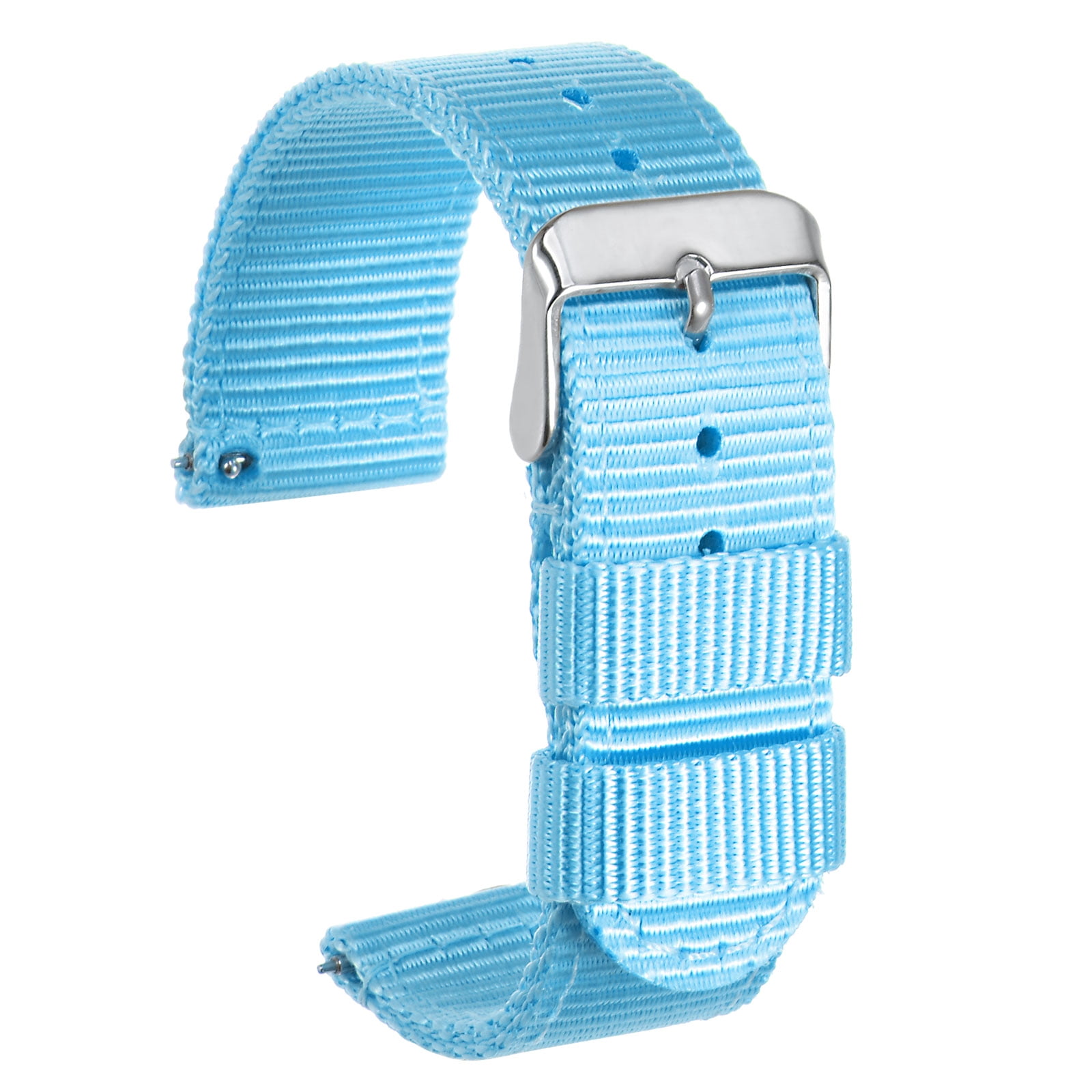 Light Blue Nylon Watch Band 20mm Width Durable Nylon Strap with Silver ...