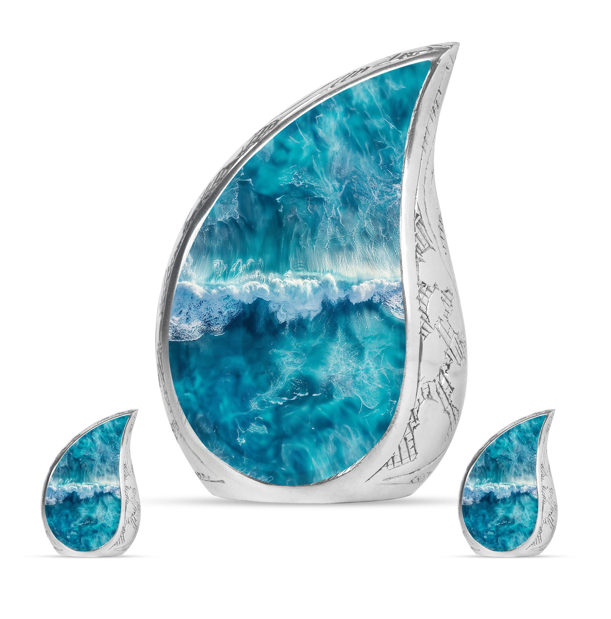 Light Blue Ocean Waves Burial Urns For Human Ashes Adult Female & Male ...