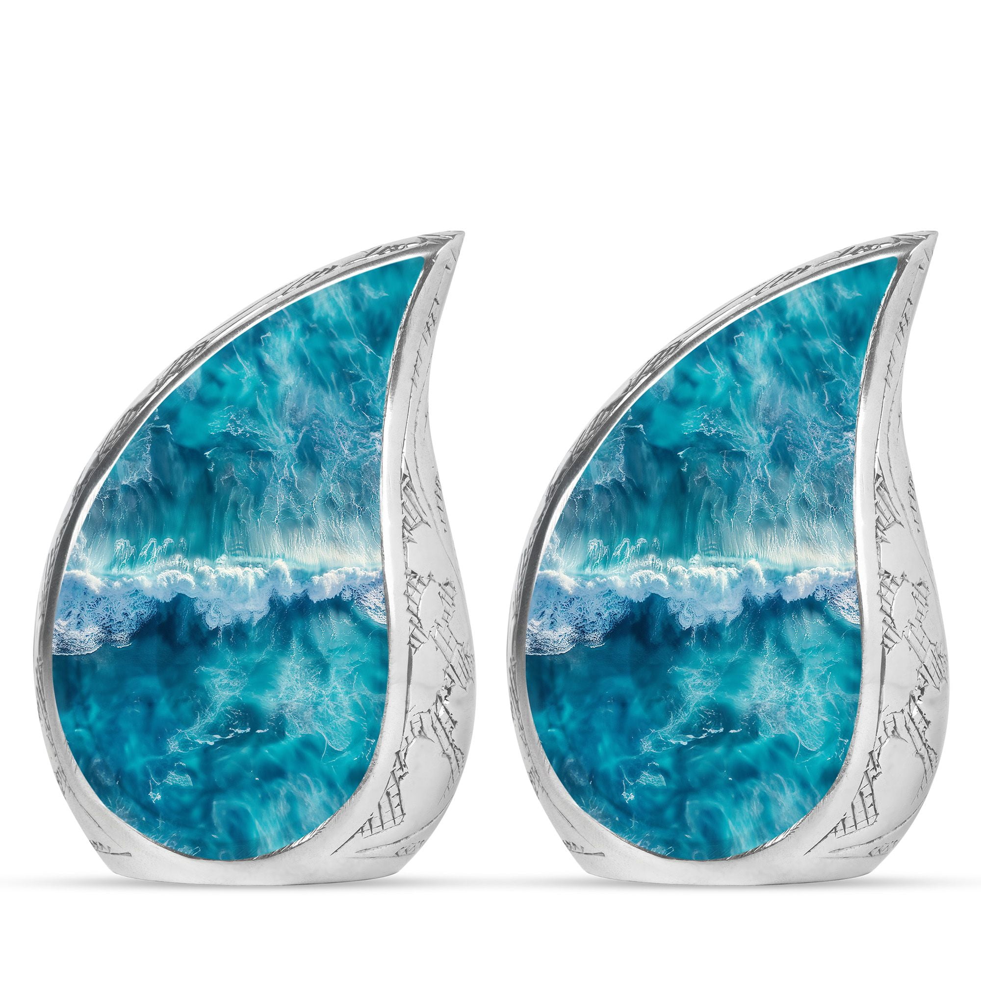 Light Blue Ocean Waves Small Urns For Human Ashes Adult Female - Burial ...