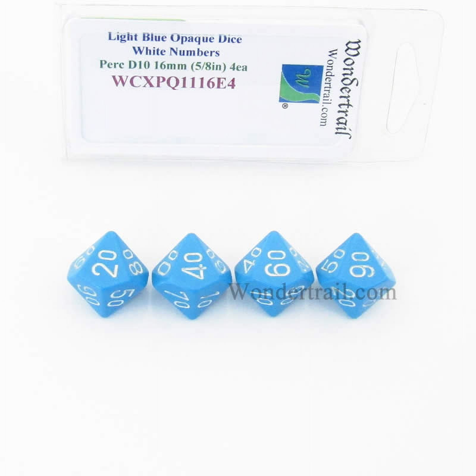 Light Blue Opaque Dice with White Numbers 10s D10 Aprox 16mm (5/8in ...