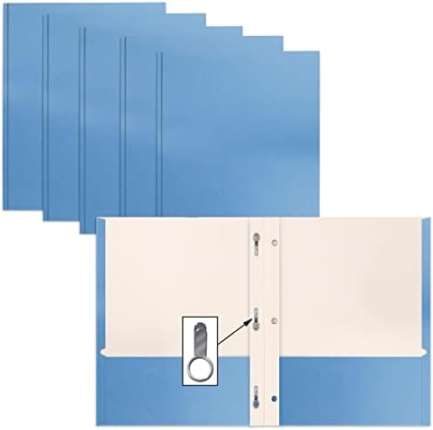 Light Blue Paper 2 Pocket Folders with Prongs, 50 Pack, Matte Texture ...