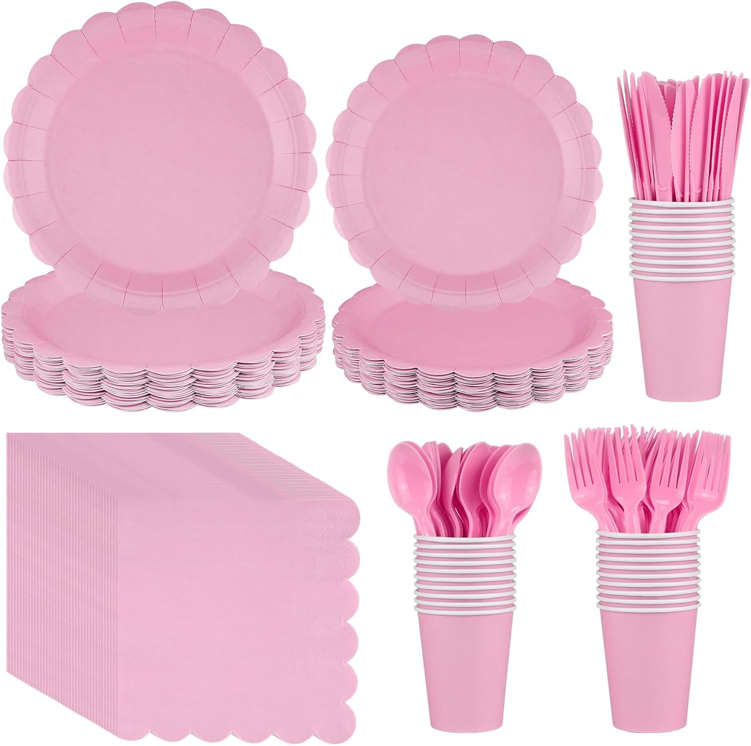 Light Blue Paper Plates Set for 30 Guests - 220pcs Blue Party Supplies ...