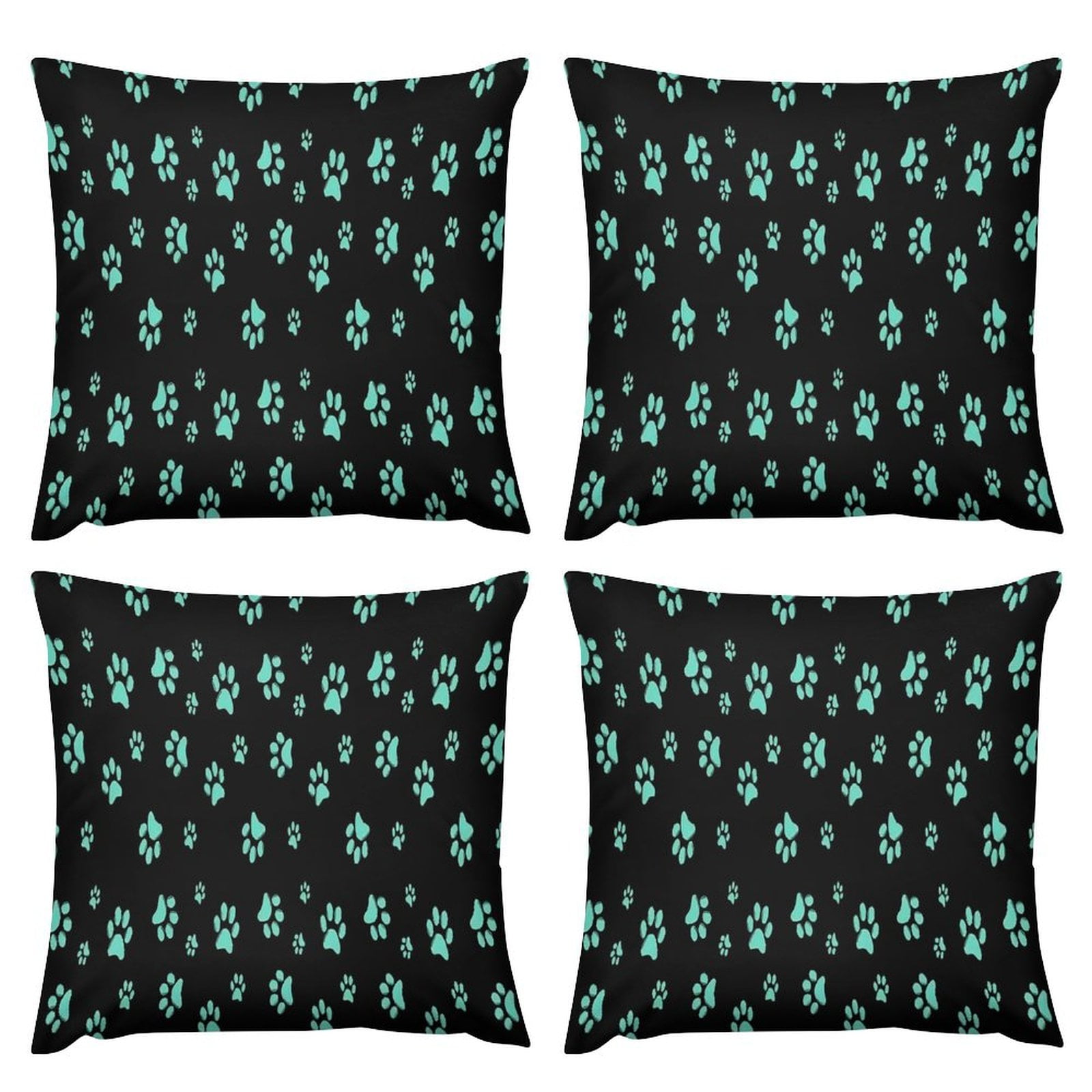 Light Blue Paw Print Pattern 4 Pcs Cushion Covers Sofa Cushion Covers ...