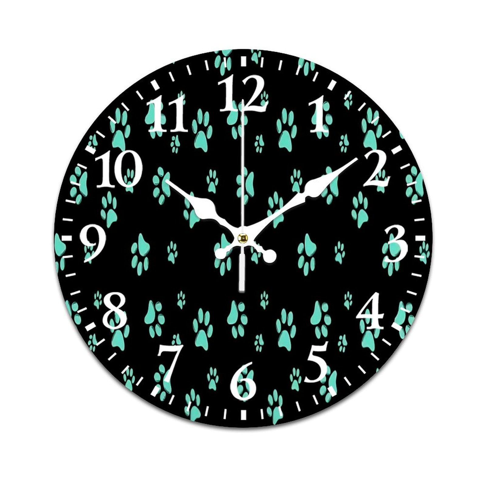 Light Blue Paw Print Pattern Wall Clock Modern Design Clocks Wall ...