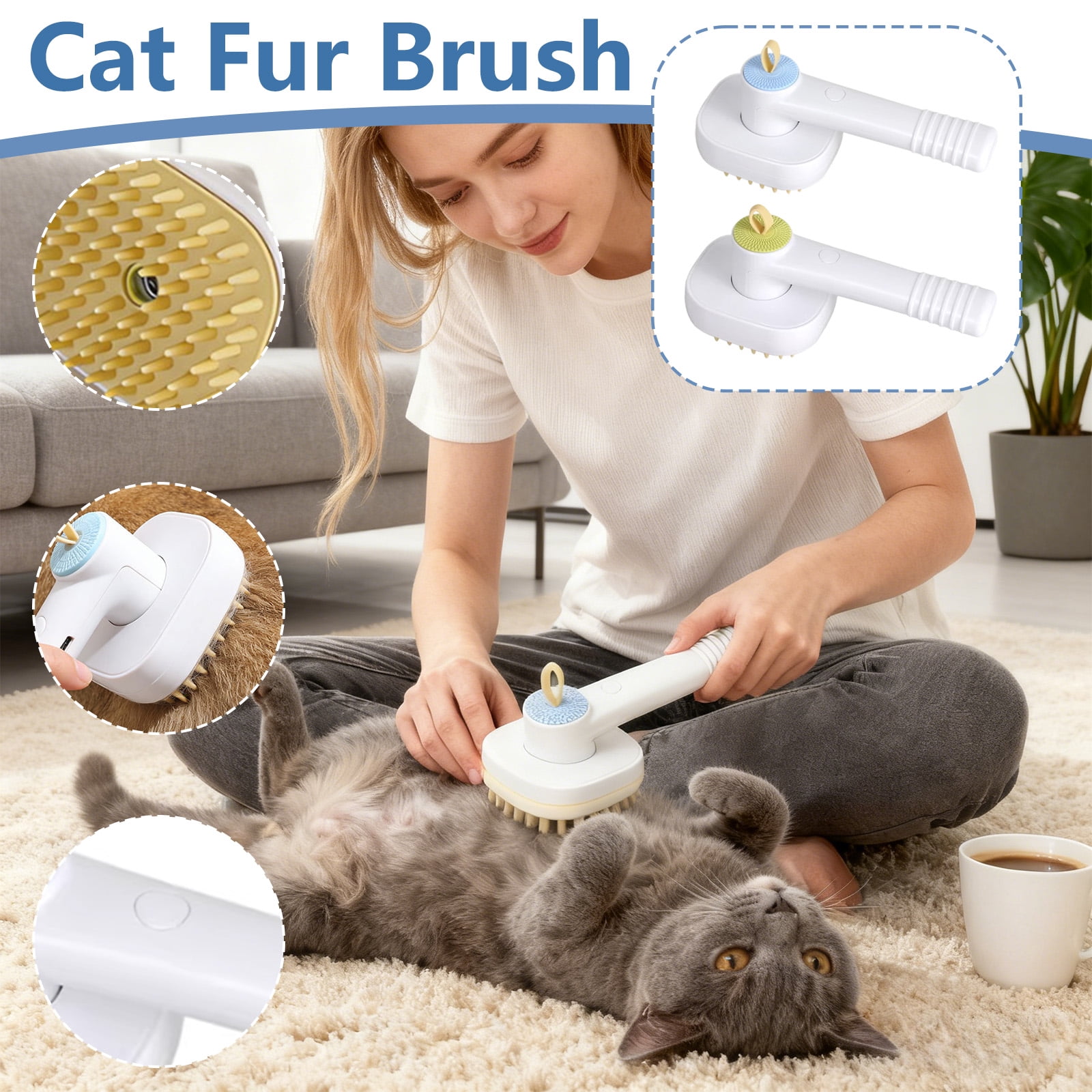 Light Blue Pet Spray Anti-Static Comb For Cats, Cat Grooming Tool ...