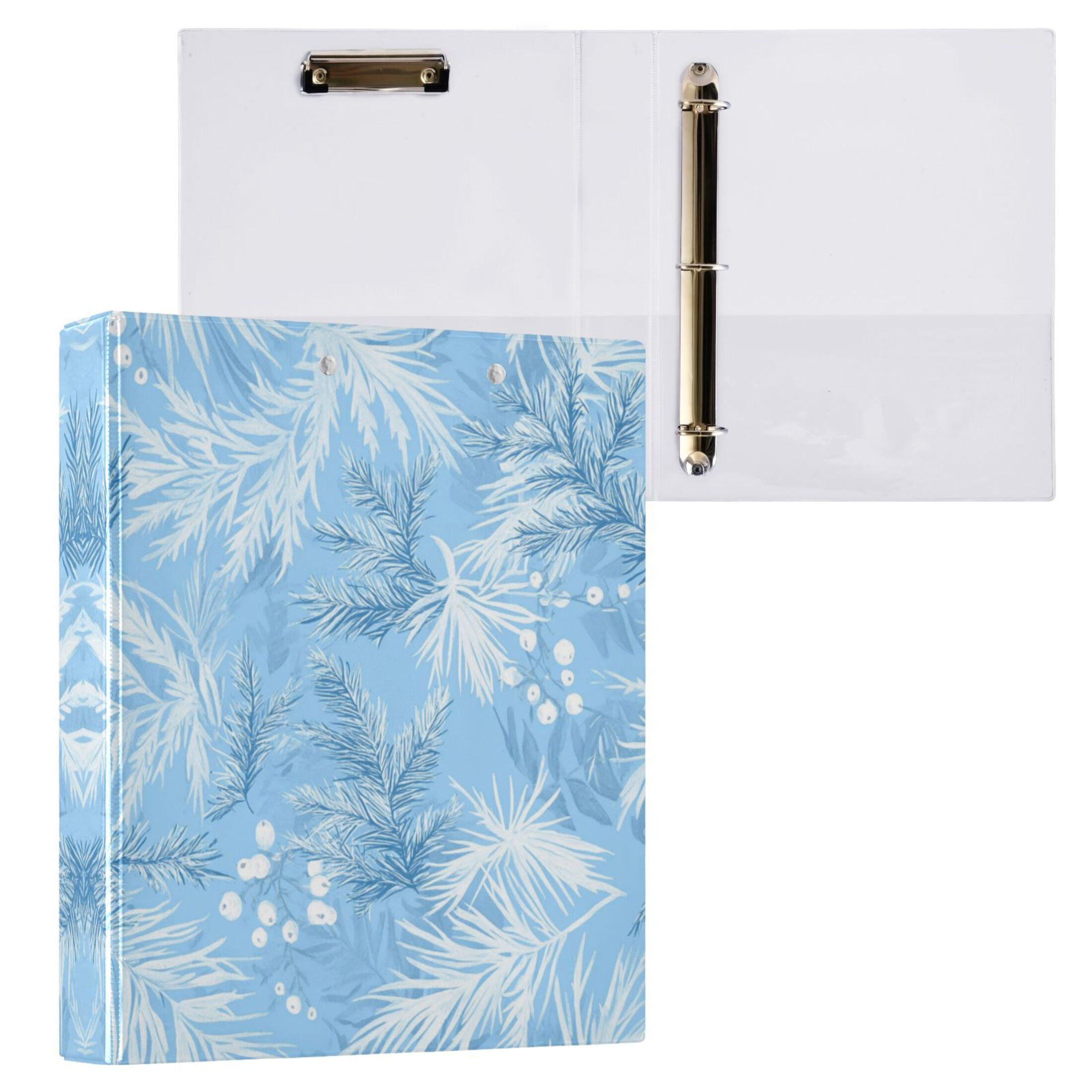 Light Blue Pine Leaves 3 Ring Hardcover Binders 1.5in Round Rings for ...