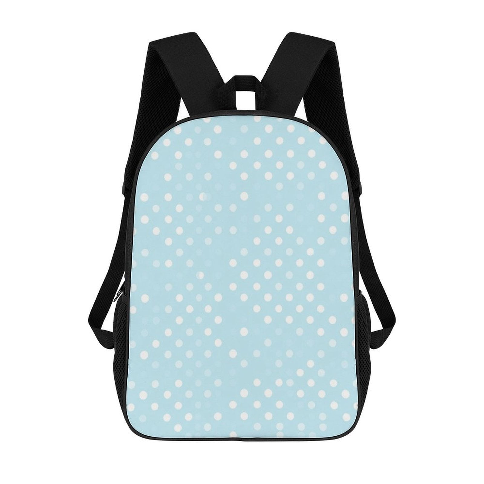 Light Blue Polka Dots Backpack Printed Zipper Backpack Book Bag 17 Inch ...