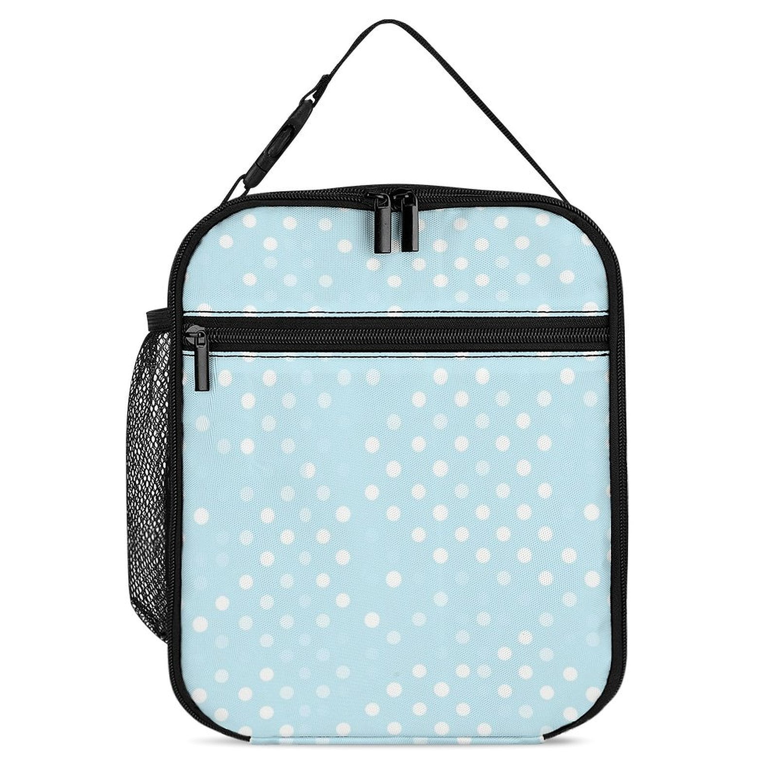 Light Blue Polka Dots Lunch Bag Warm Insulated Lunch Box School Food ...