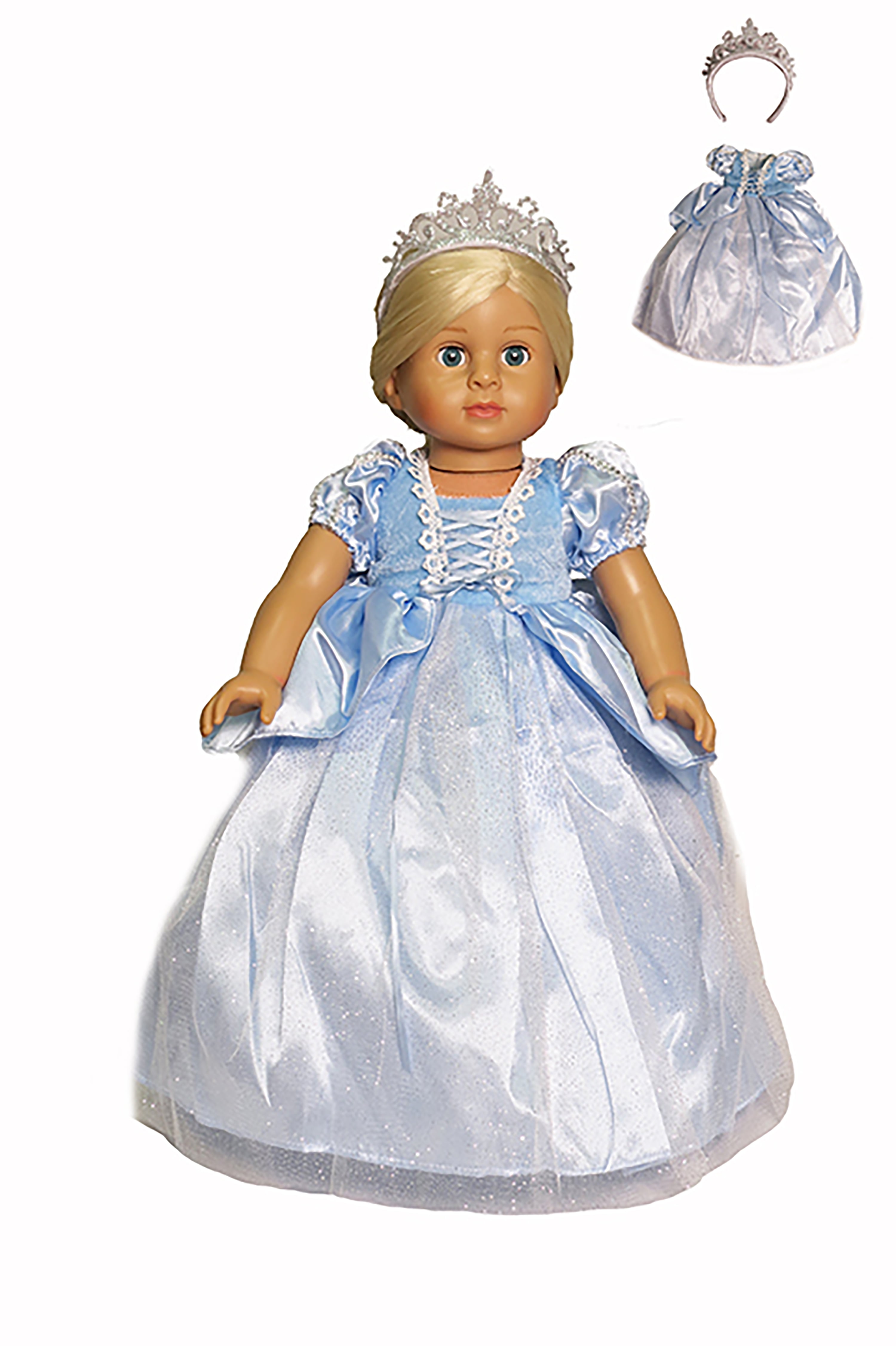 Light Blue Princess Dress with Tiara for 18-Inch Dolls | Dolls Clothes ...