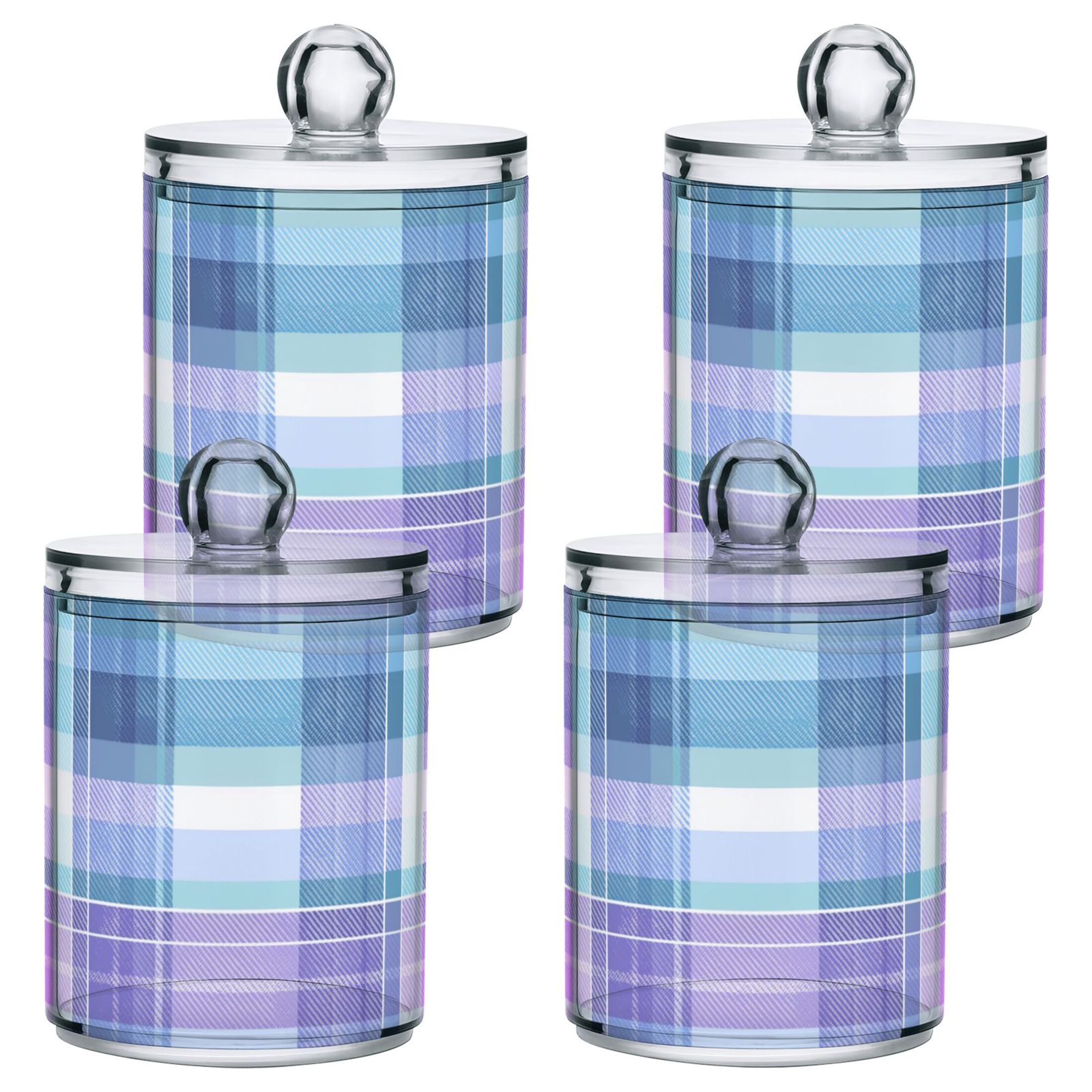 Light Blue Purple Colored Checkered Pattern Translucent Plastic Cans ...