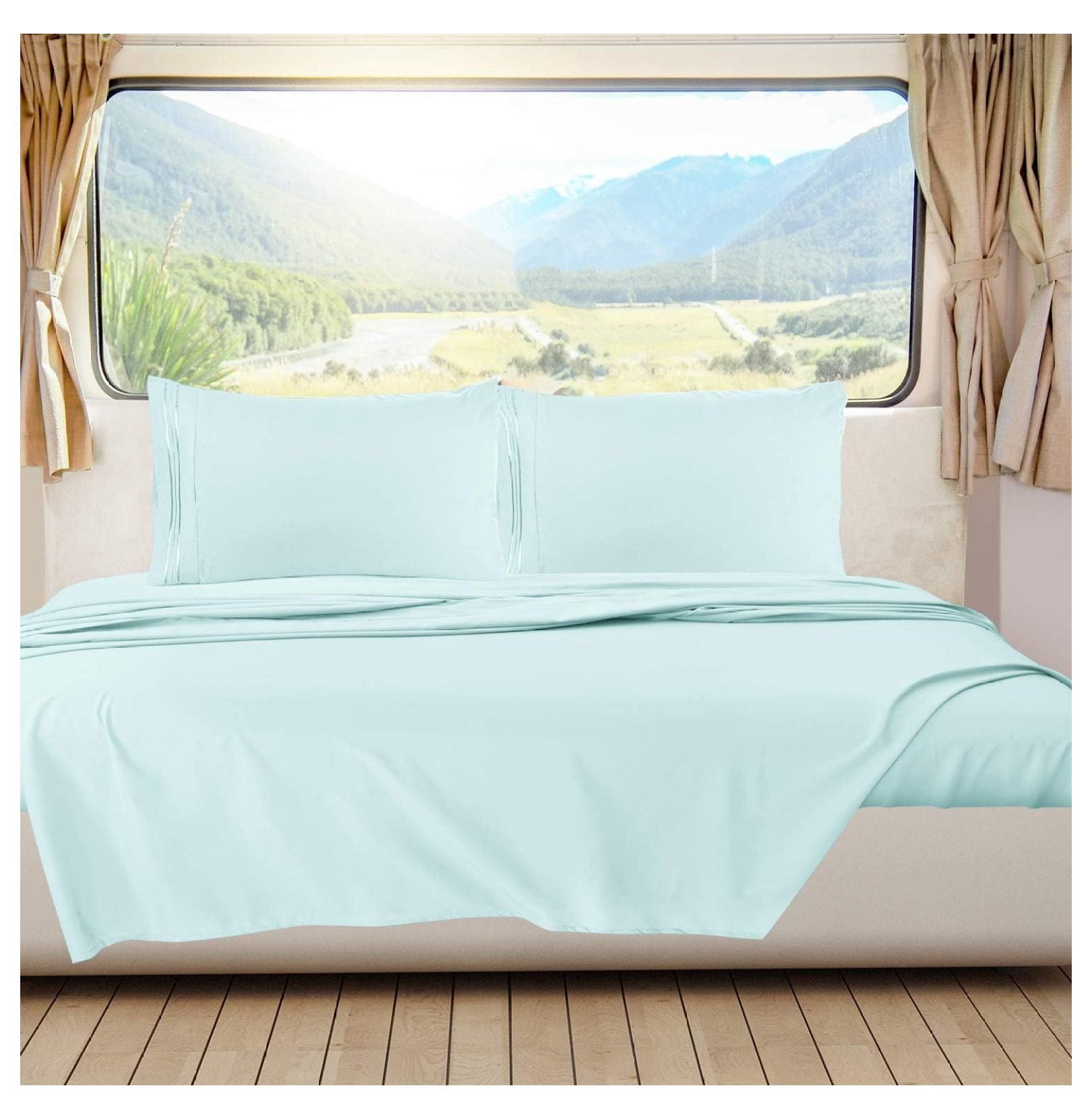 Light Blue RV Queen Sheets – Super Soft RV Short Queen Sheets for RV ...